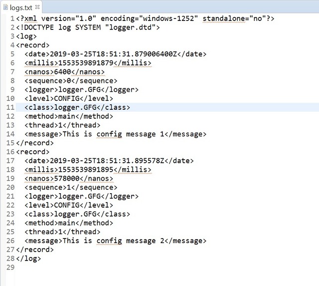 Java Logger Config 