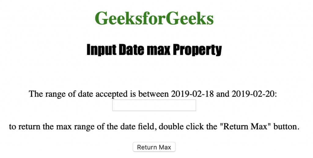 HTML Input Date Max 