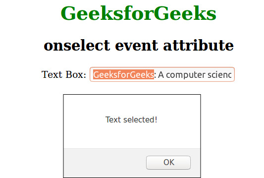 HTML Onselect 