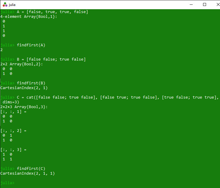Julia Array Findfirst 