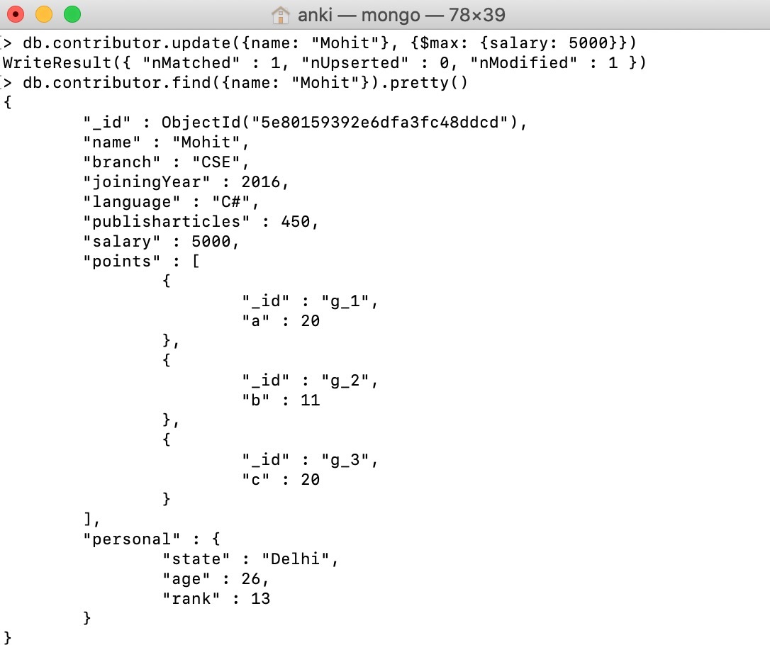 MongoDB max 
