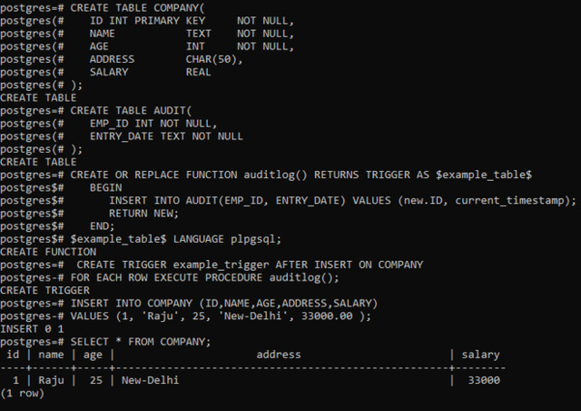 PostgreSQL CREATE TRIGGER 